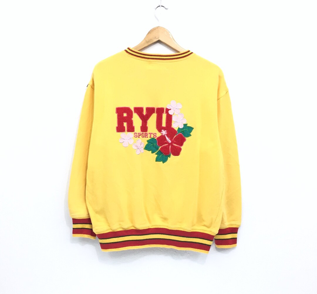 Rare Ryu Sports Sweatshirt Big Logo Embroidery Flower Ryu - Etsy