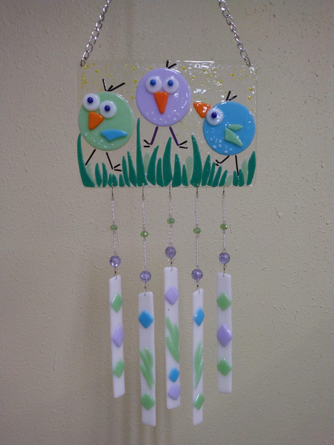 Fused Stained Glass Wind Chime - Etsy