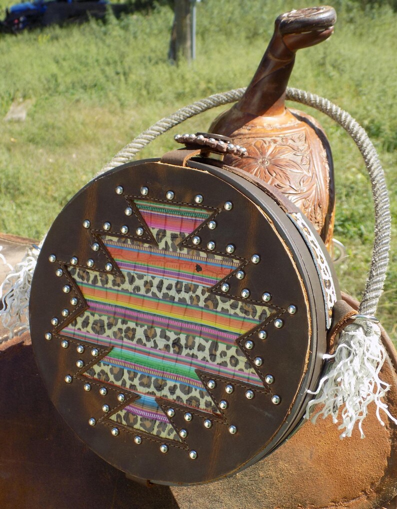Brown Southwest Design Serape and Leopard Leather Kids Rope Can/goat ...