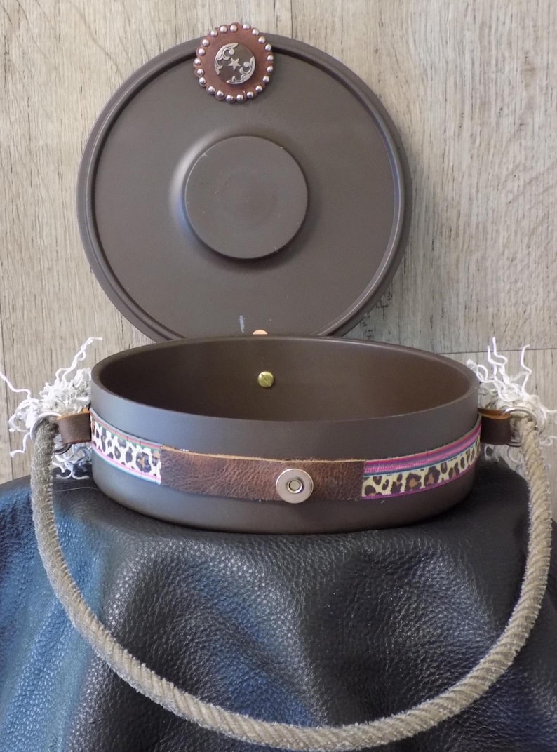 Brown Southwest Design Serape and Leopard Leather Kids Rope Can/goat ...