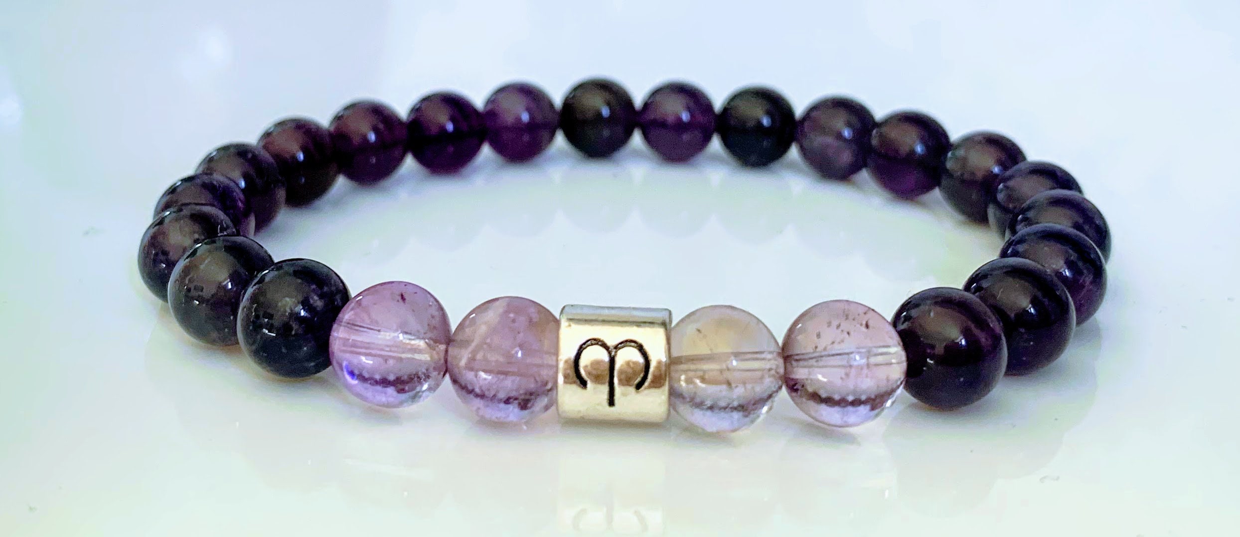 Amethyst Zodiac Gemstone Bracelet: Intuition Chakra Mala - Etsy UK