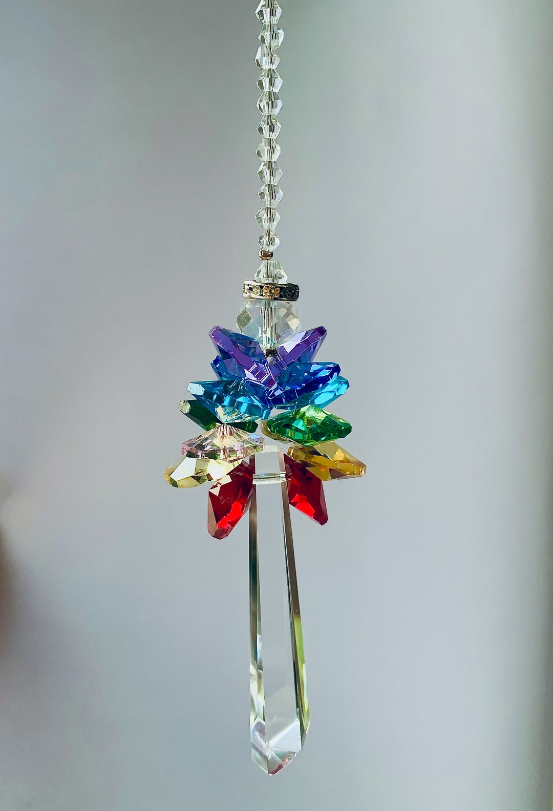 Crystal Guardian Angel Suncatcher: Chakra Rainbow Window Ornament - Etsy