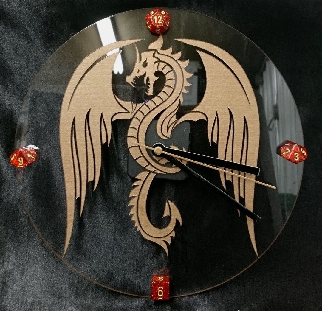 Dragon Clock With Dnd Dice (customizable) - Etsy Australia