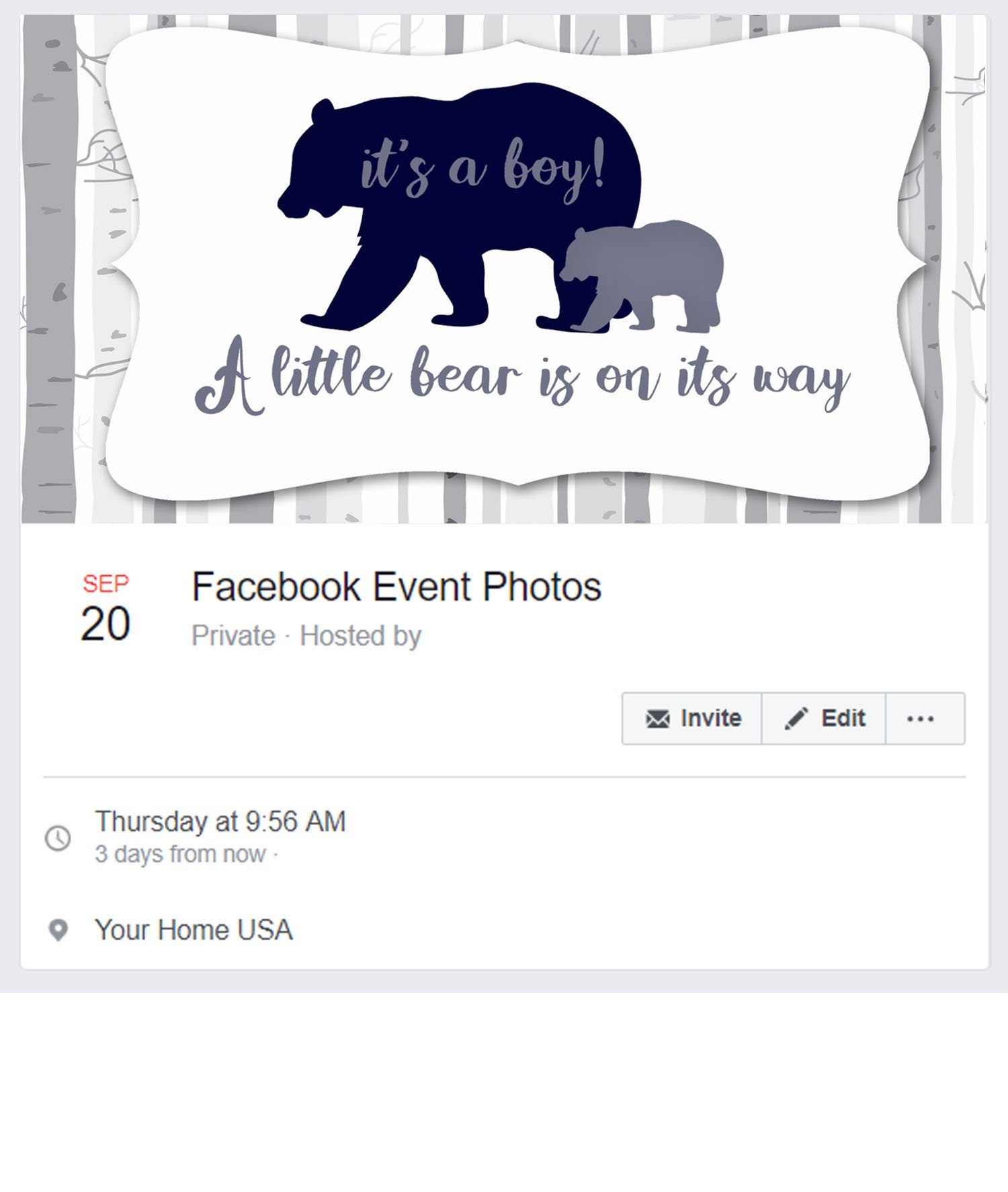 Bear Baby Shower Facebook Event Photo Baby Shower Invite - Etsy