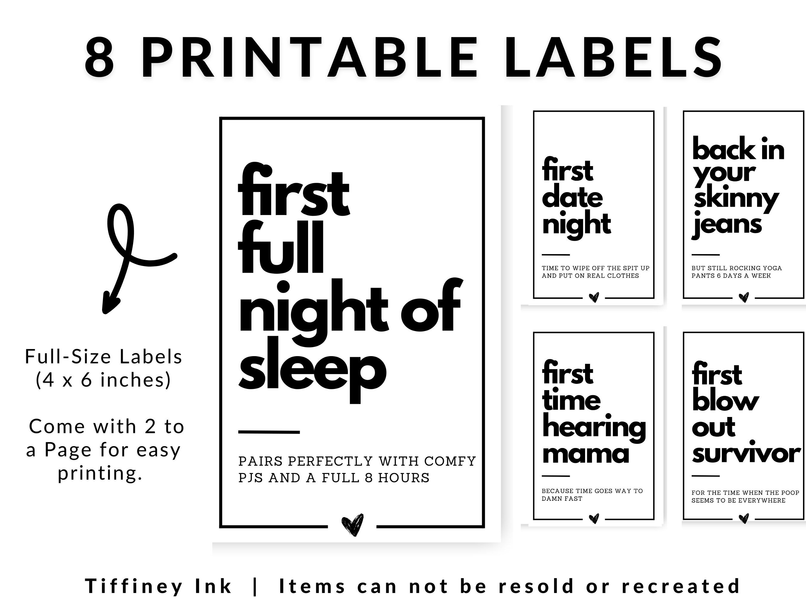 8 New Mom Printable Wine Labels | Mommy Milestone Wine Labels | Black ...
