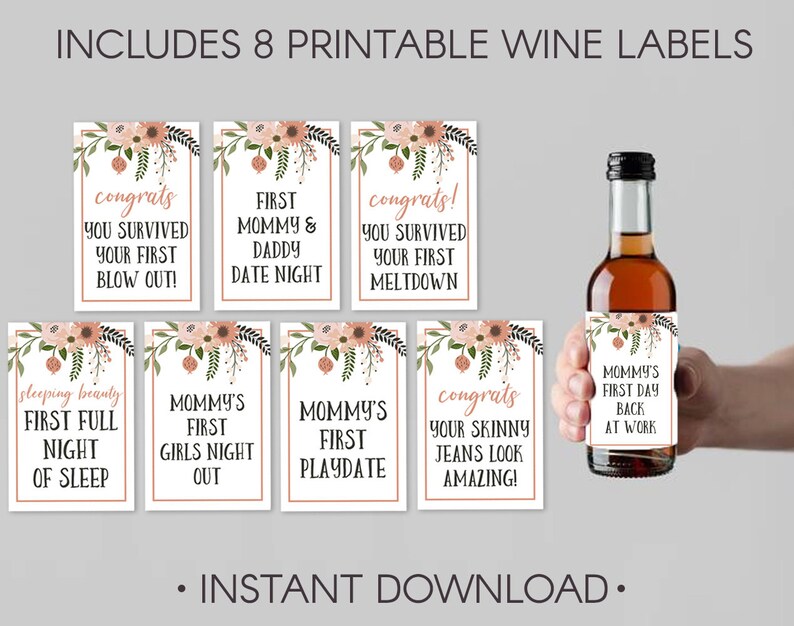 New Mom Printable Wine Labels Mommy Milestone Wine Labels - Etsy