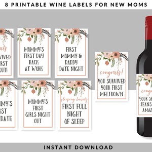 New Mom Printable Wine Labels | Mommy Milestone Wine Labels | Mom Mini ...