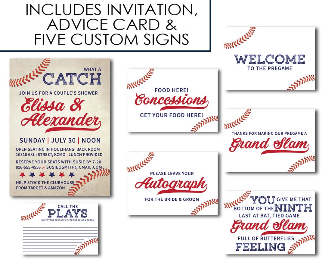 Baseball Shower Set Baseball Couples Shower Print Sports Bridal Shower ...