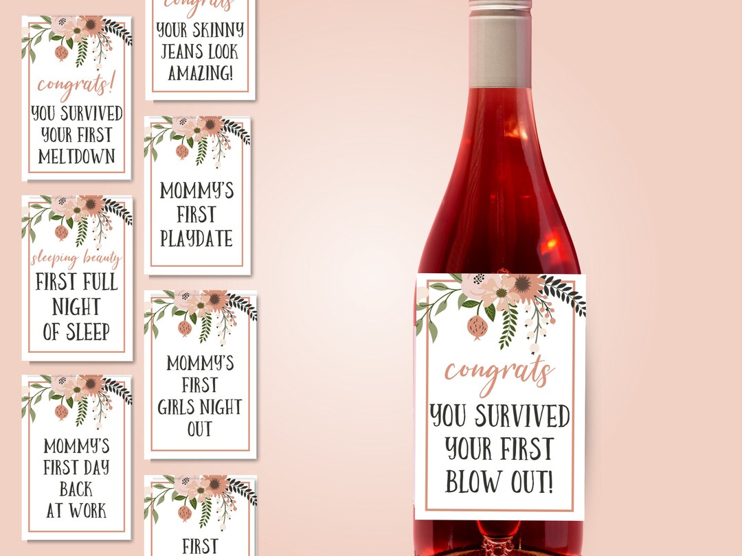 New Mom Printable Wine Labels | Mommy Milestone Wine Labels | Mom Mini ...