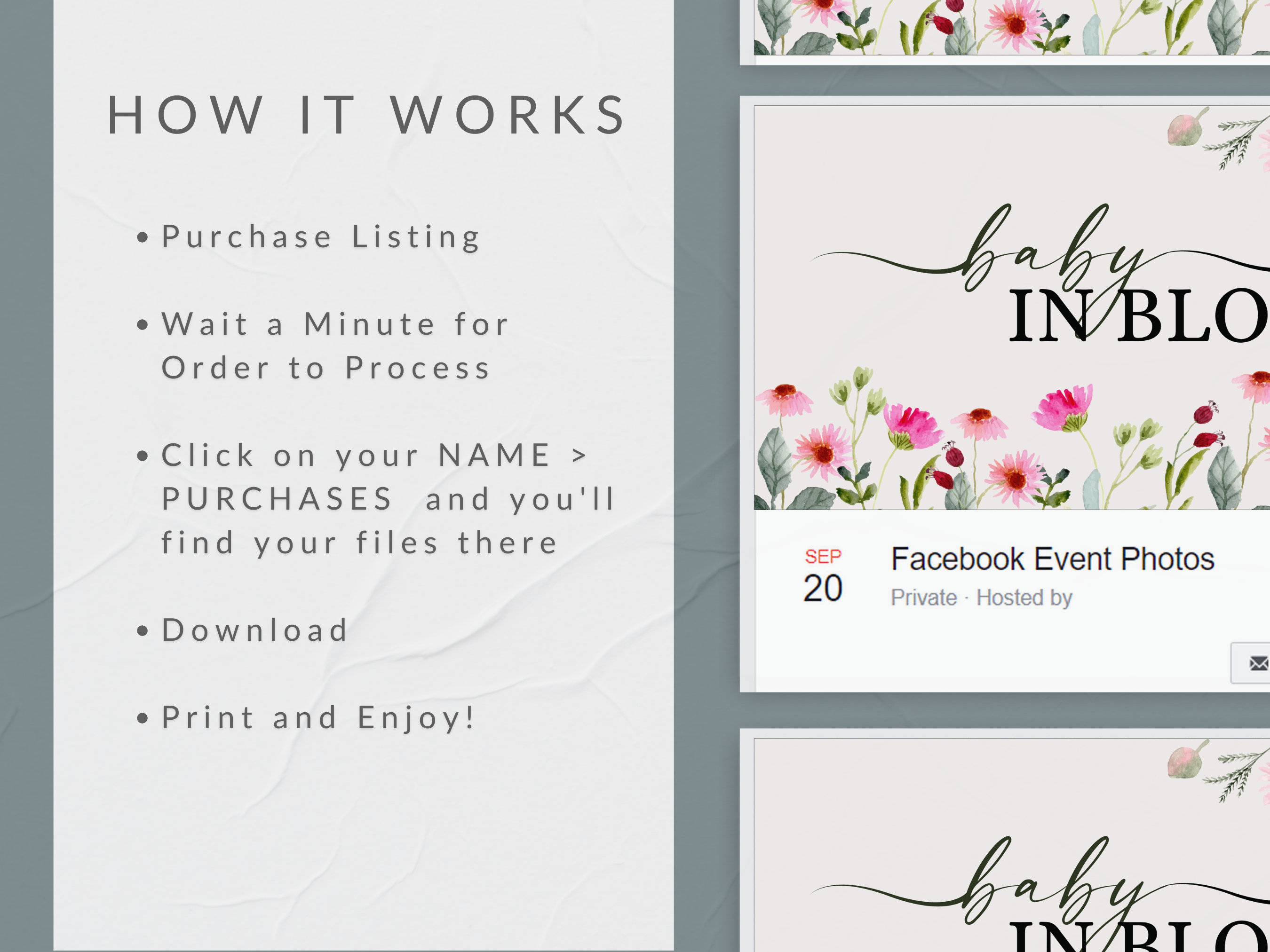 Baby in Bloom Facebook Cover Baby Shower Invitation - Etsy