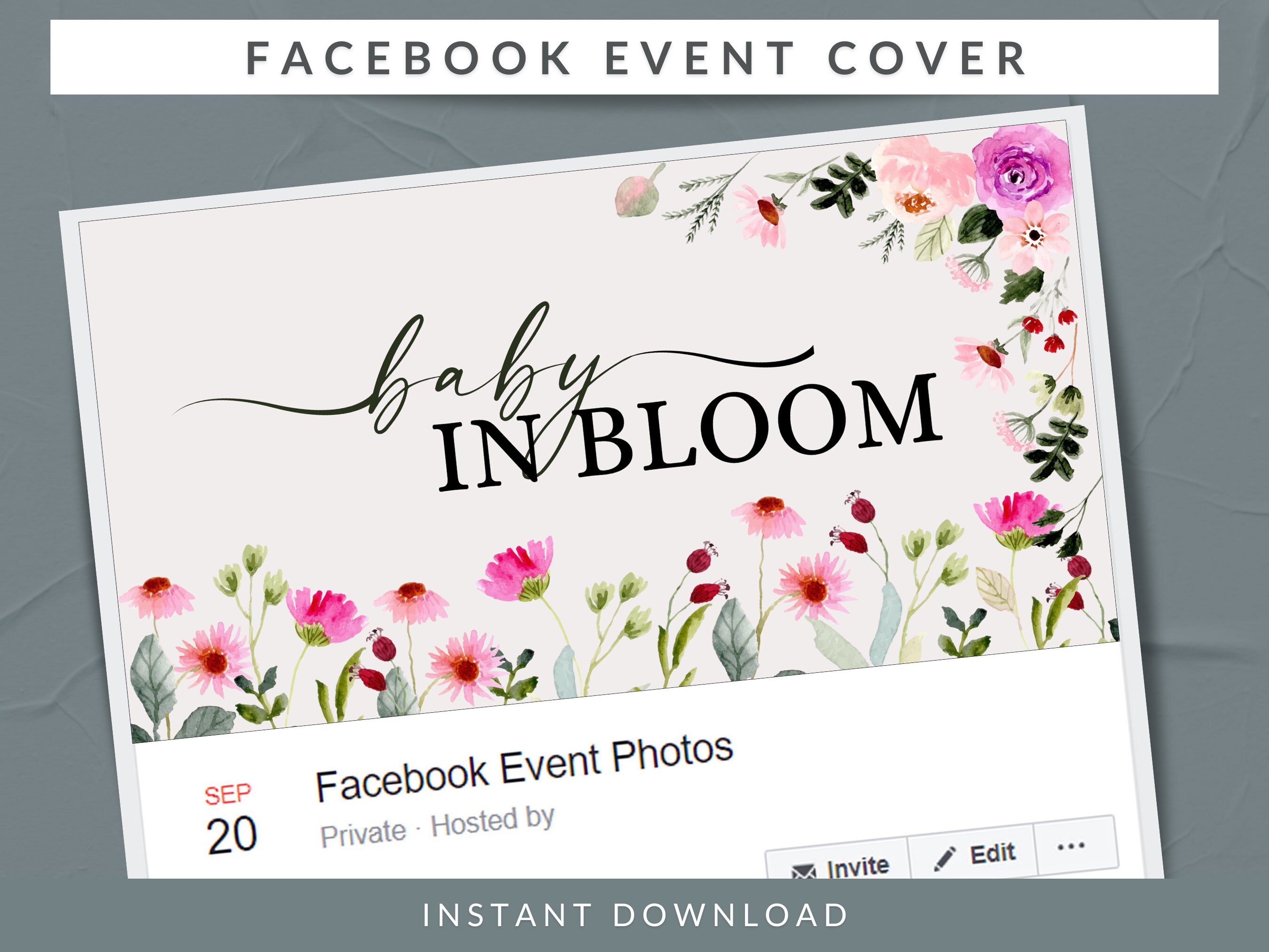 Baby in Bloom Facebook Cover Baby Shower Invitation - Etsy Canada
