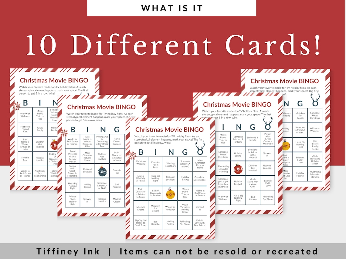 Cheesy Christmas Movie Bingo Adult Christmas Party Games, Christmas ...