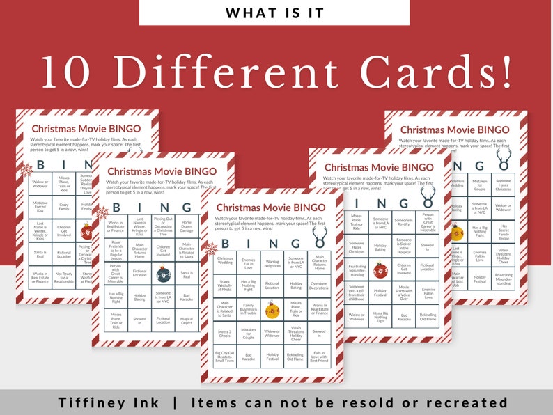 Cheesy Christmas Movie Bingo Adult Christmas Party Games, Christmas ...