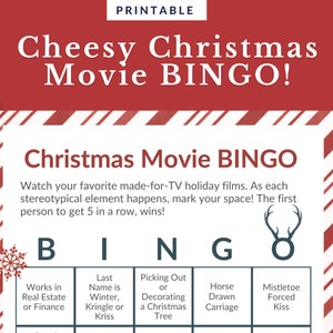 Cheesy Christmas Movie Bingo Adult Christmas Party Games, Christmas ...
