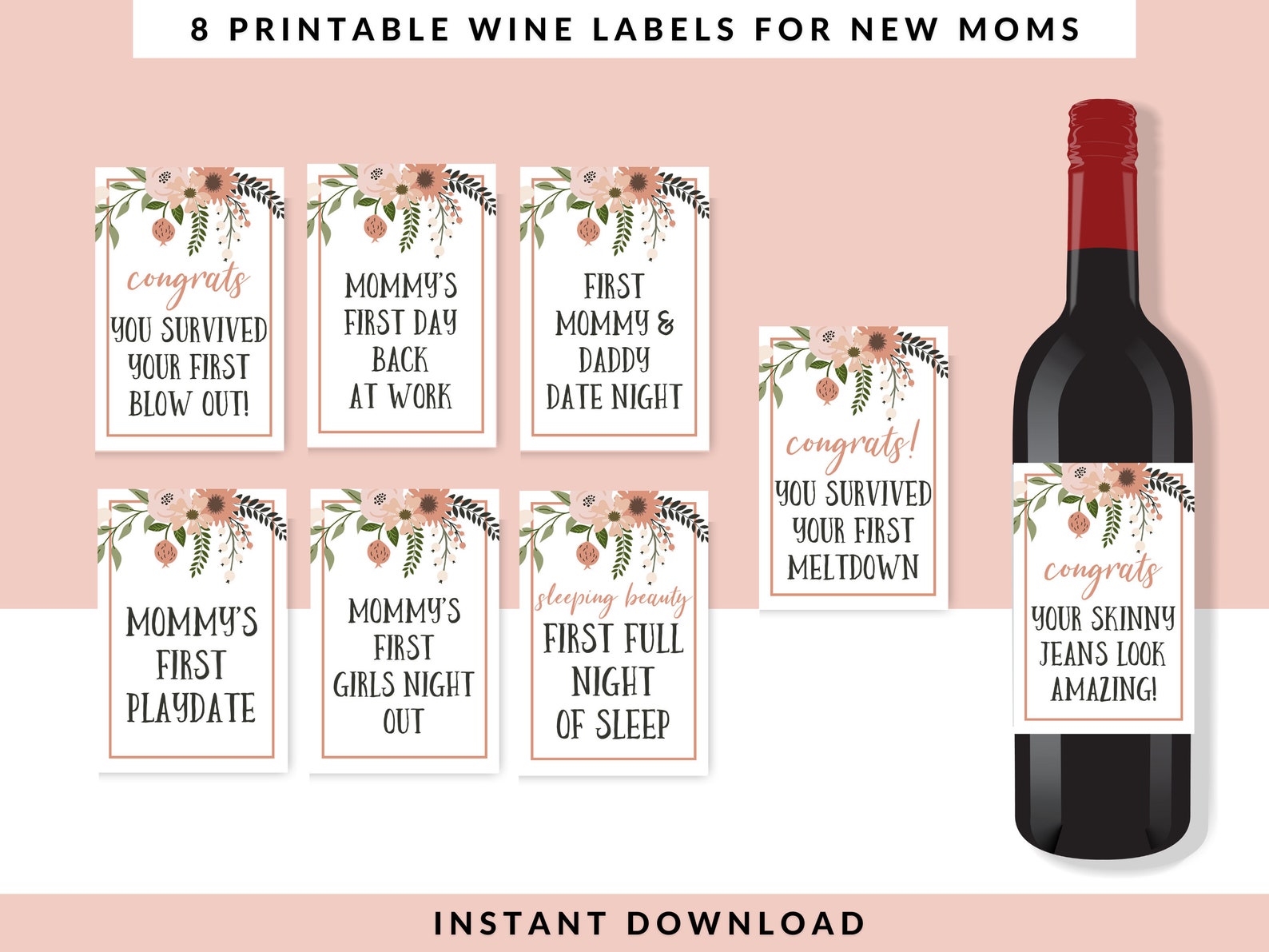 New Mom Printable Wine Labels | Mommy Milestone Wine Labels | Mom Mini ...