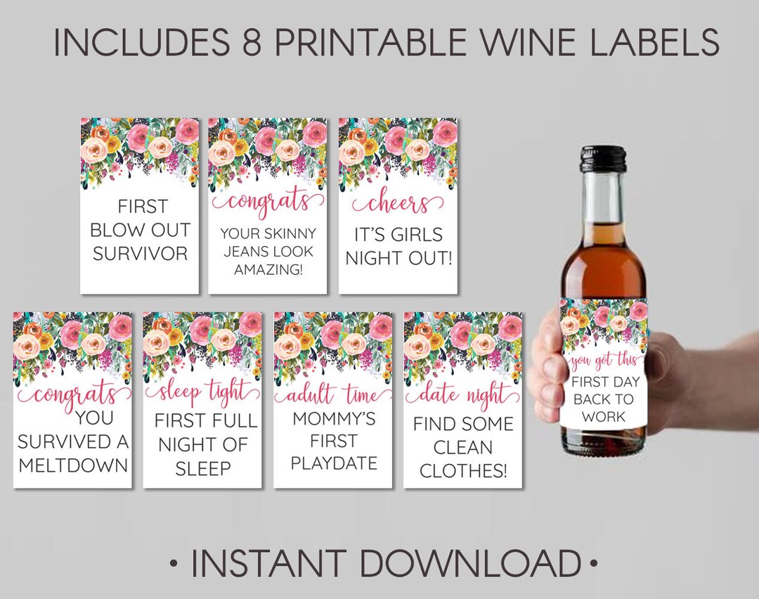 New Mom Printable Wine Labels Mommy Milestones New Mom Gift - Etsy