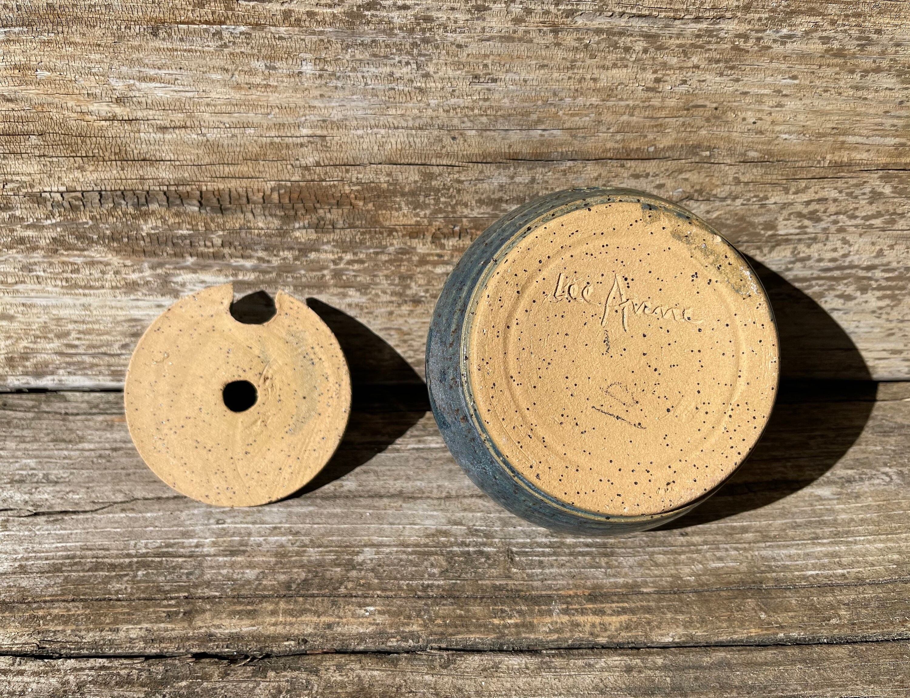 Blue Studio Pottery Honey Pot With Bees Signed Lee Anne | Etsy