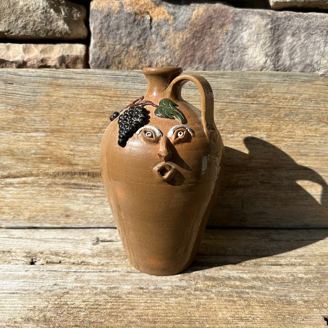 Jack T. Maness North Carolina Face Jug With Grapes and Vine Signed - Etsy