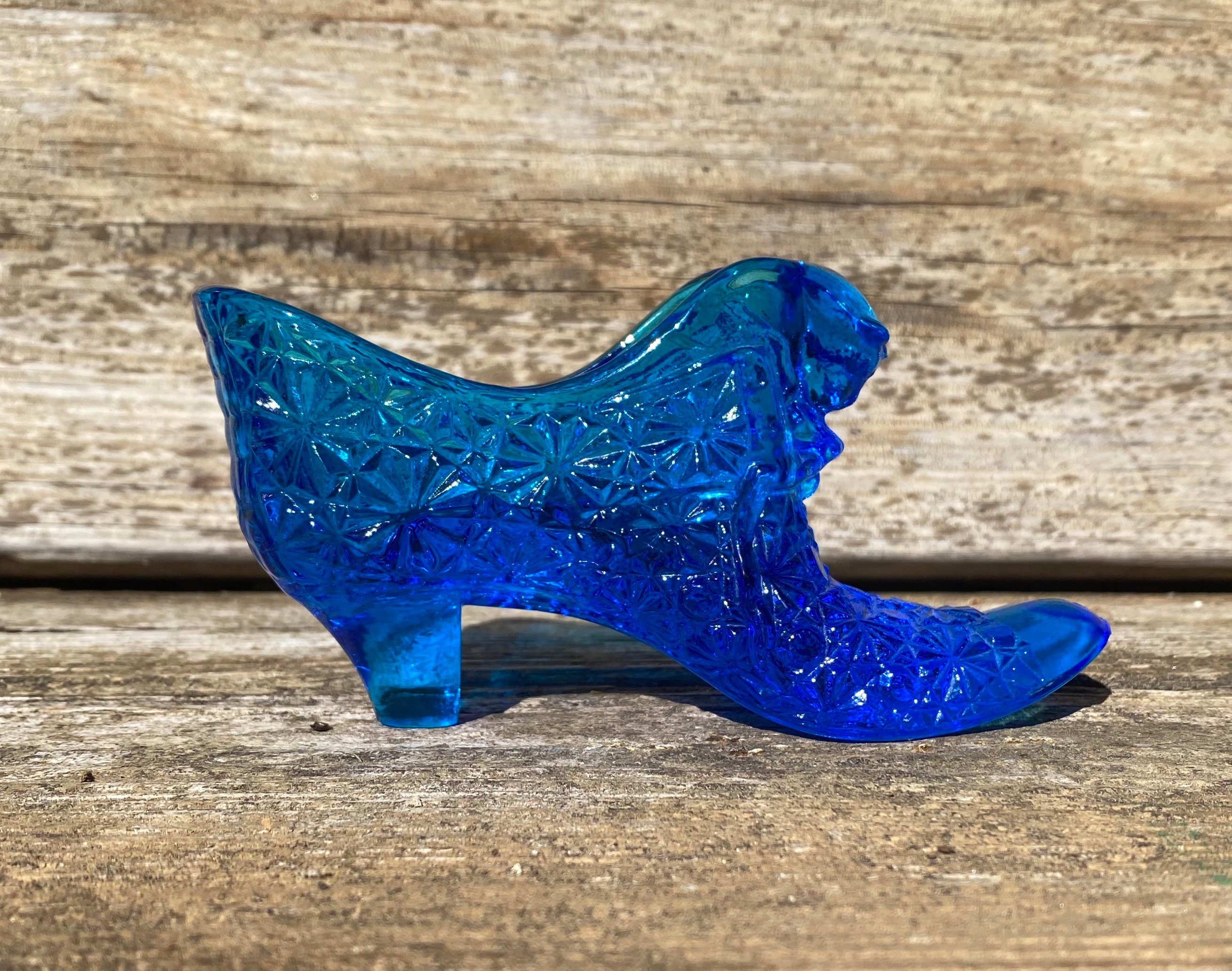 Brilliant Blue Fenton Glass Ladys Slipper Shoe Heel | Etsy