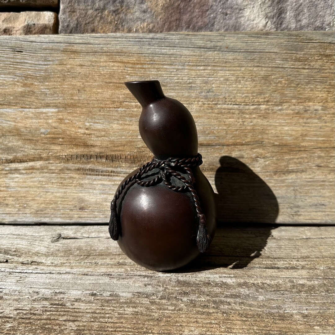 Bronze Calabash Gourd Vase or Bottle / Decanter Art Piece With Twisted ...