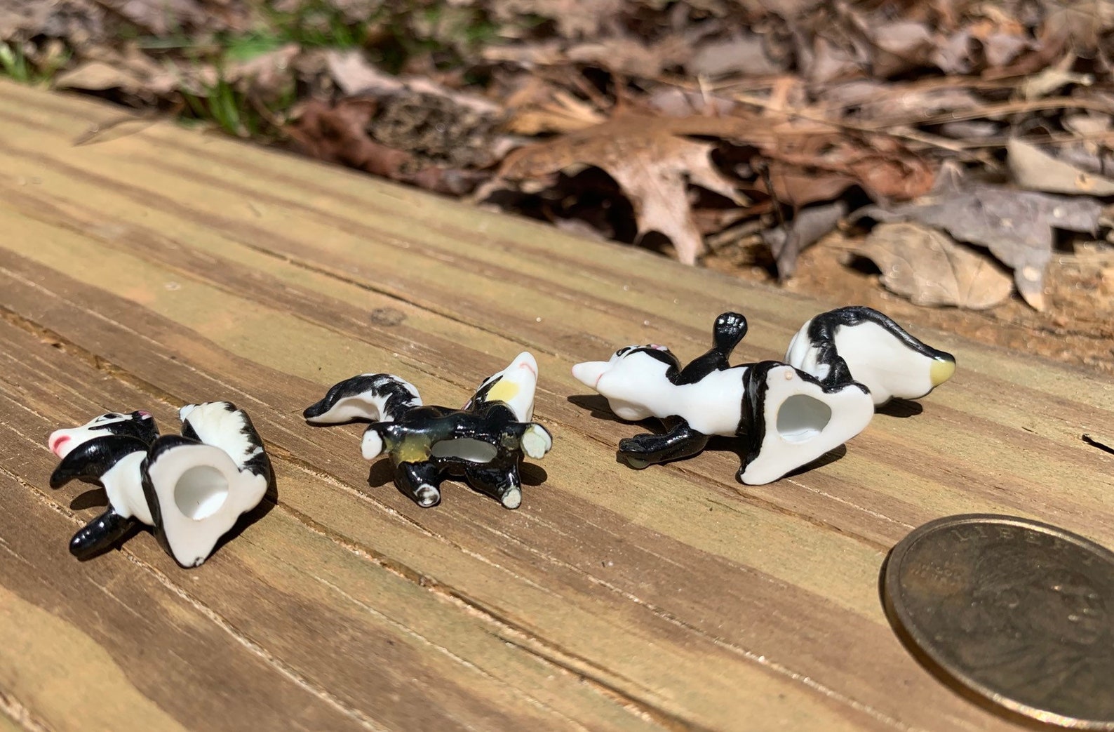 Three Miniature Skunk Porcelain Figurines Fairy House - Etsy