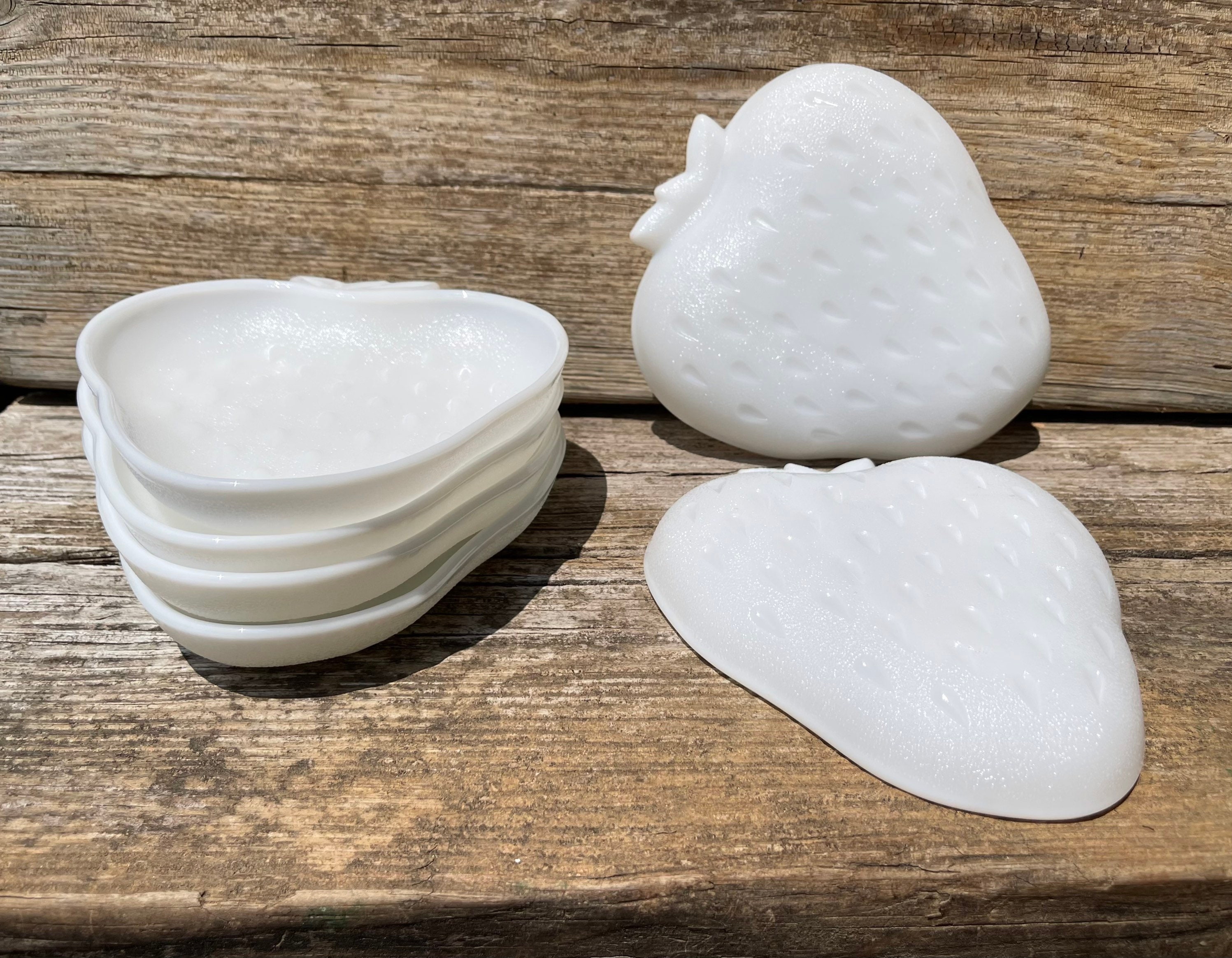 Hazel Atlas White Milk Glass Strawberry Shaped Plates / Dishes - Etsy