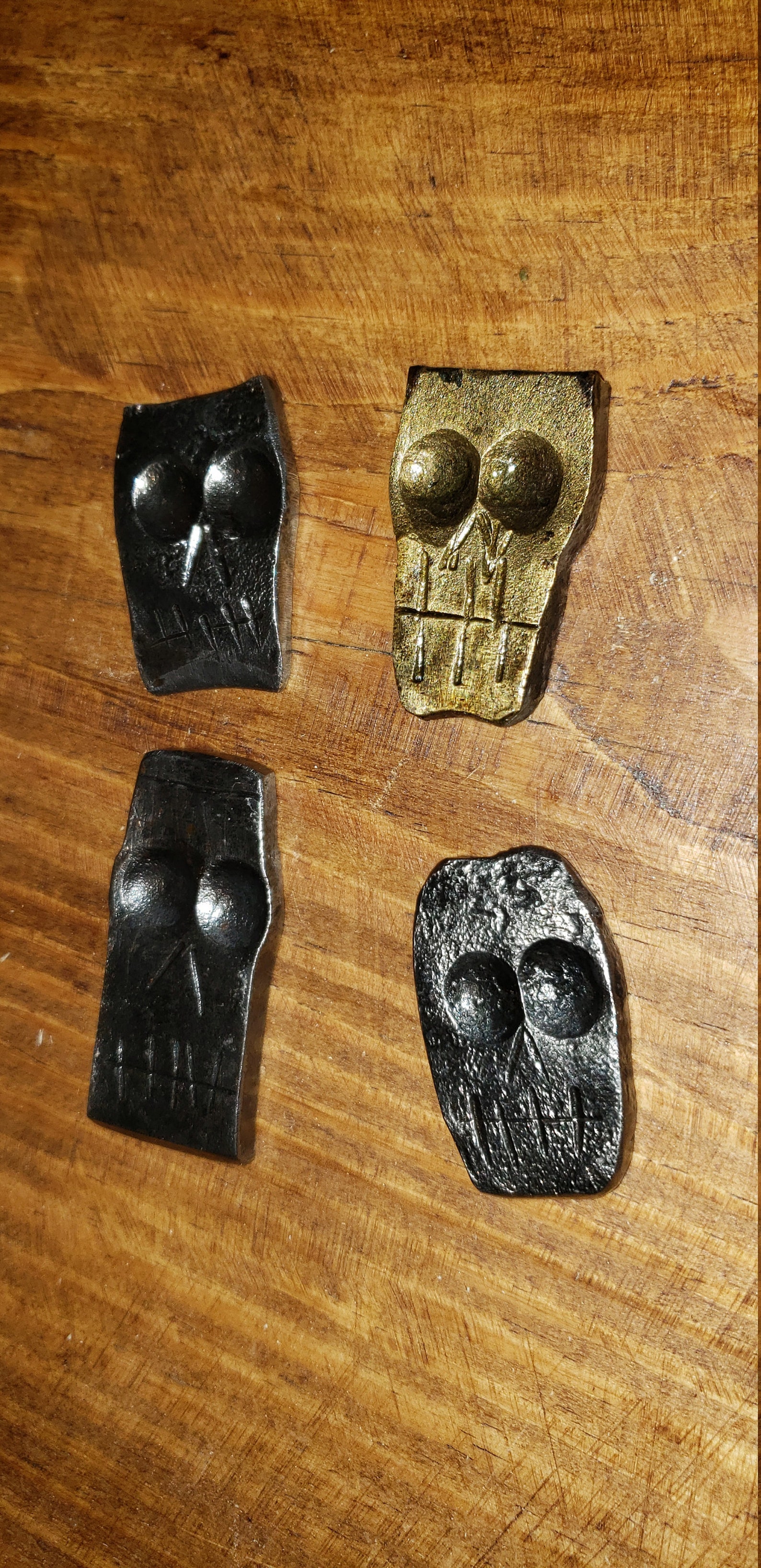Four Hand Forged Primive Steel Skull Tokens for Halloween and - Etsy