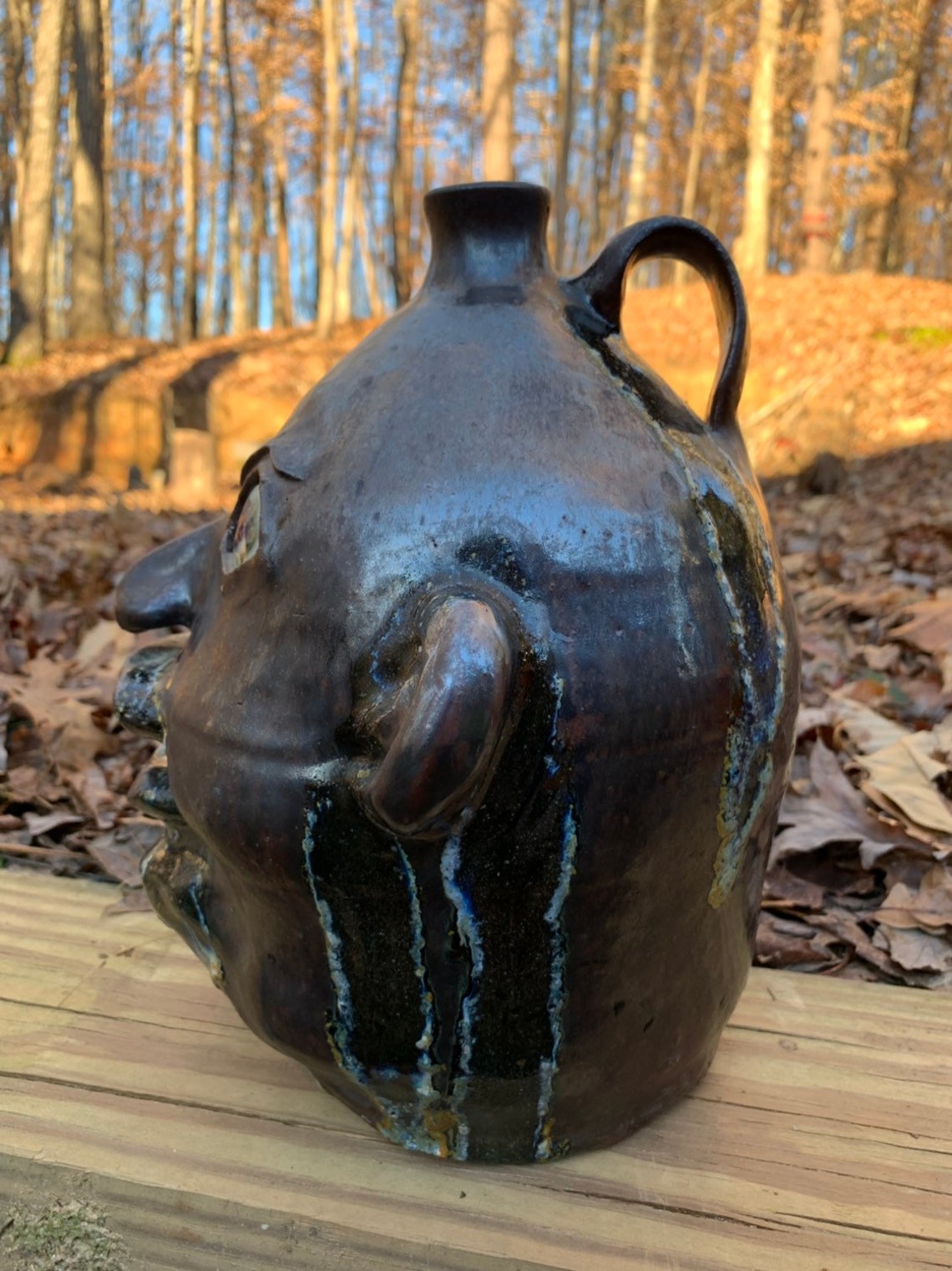 Nathaniel Hewell Devil Face Jug: Salt Glaze Southern Folk Art Pottery ...