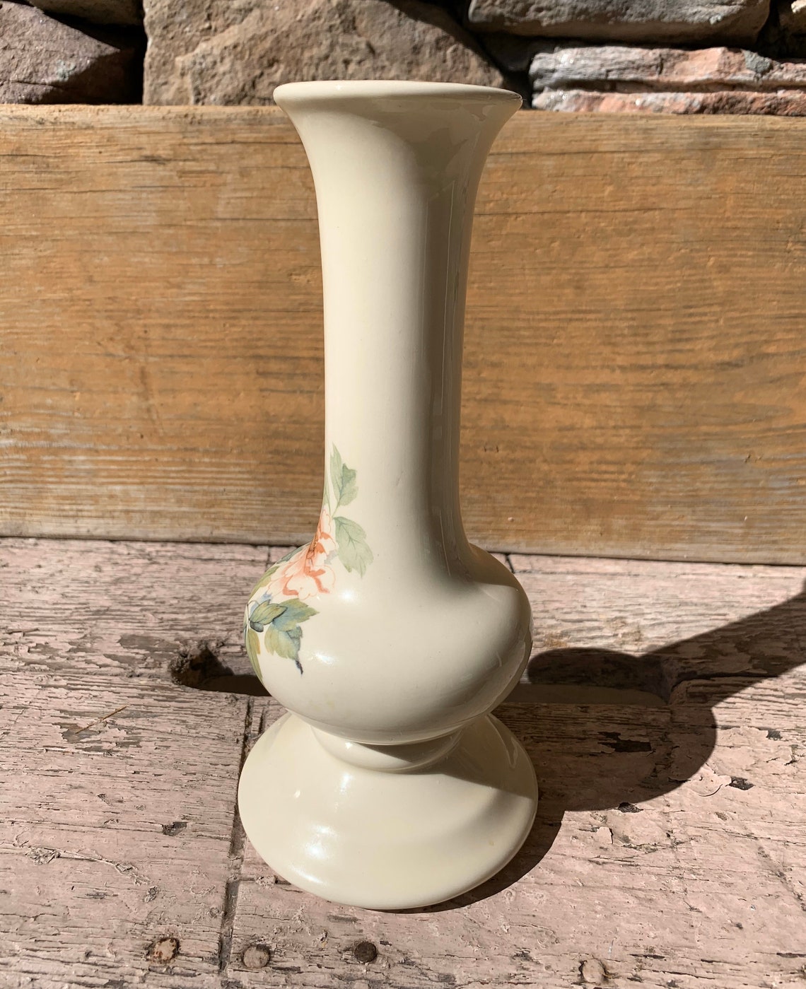 Mccoy Cream 1980s Roseville Floraline Fineform Vase 411 With - Etsy