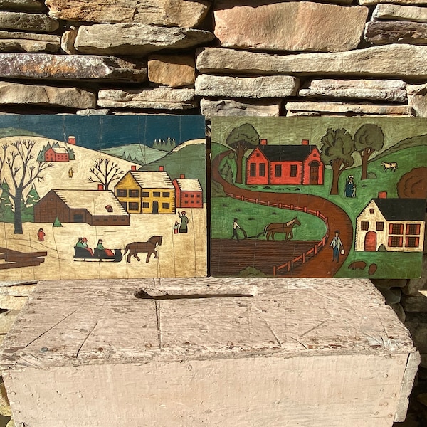 Primitive Folk Art Paintings - Etsy