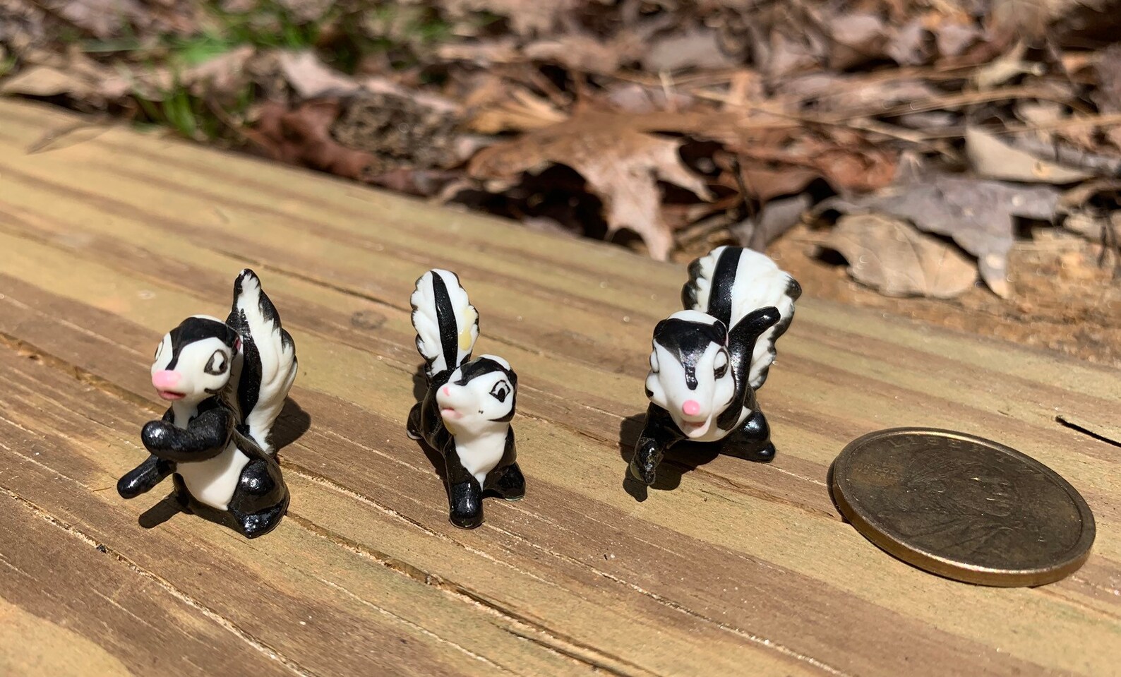 Three Miniature Skunk Porcelain Figurines Fairy House | Etsy