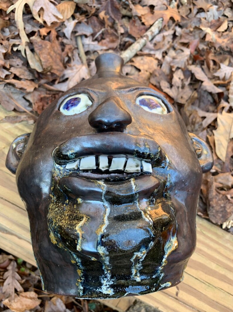 Nathaniel Hewell Devil Face Jug: Salt Glaze Southern Folk Art Pottery ...