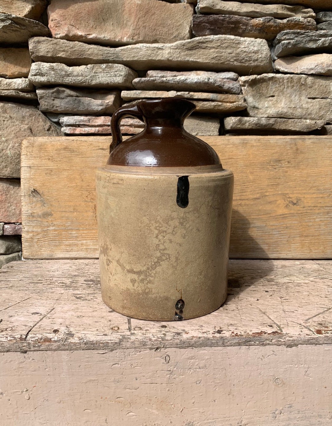 Unique Brown and White Shoulder Syrup Jug With Pouring Spout - One ...