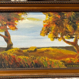Original Painting Autumnal Scene With Barn Signed Karen Rabinowitz '70 ...