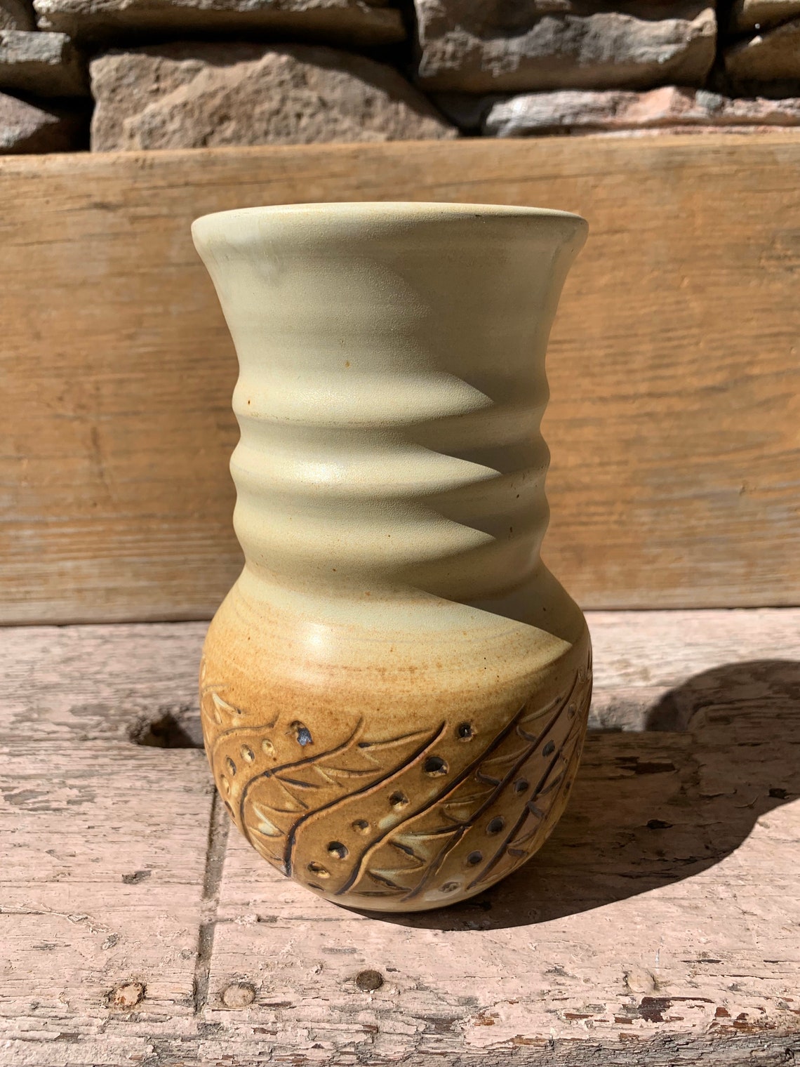 Signed 7 Tall Pottery Vase With Incised Lines and Dots - Etsy