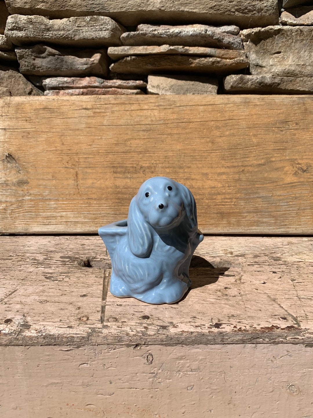 Blue Pottery Ceramic Dog Puppy Planter - Etsy