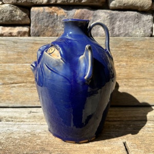 Blue Pointy Ear Face Jug Southern Folk Pottery RW Wright Lenoir NC - Etsy