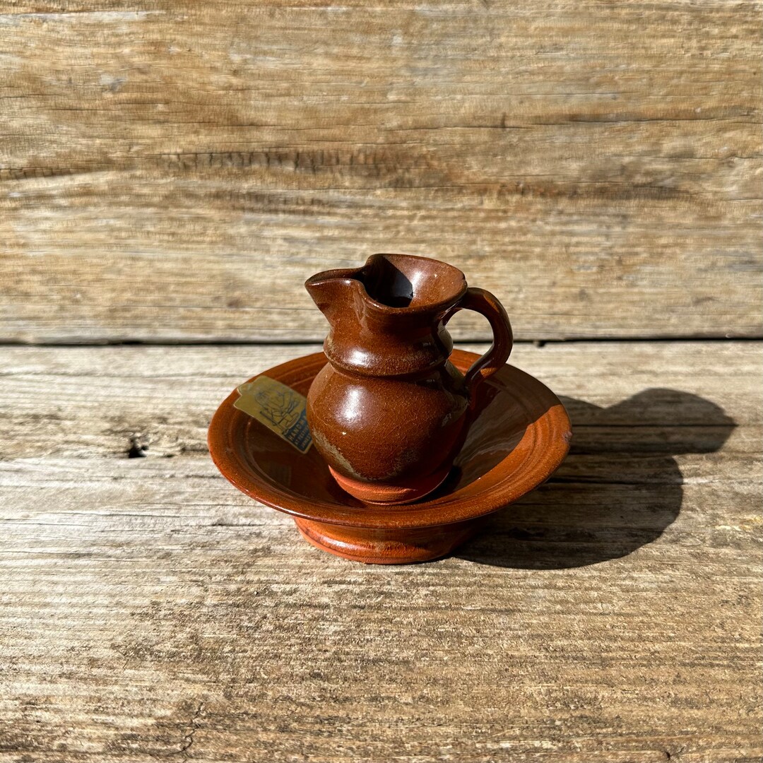 Jamestown Pottery Miniature Pitcher With Saucer Stamped and With ...