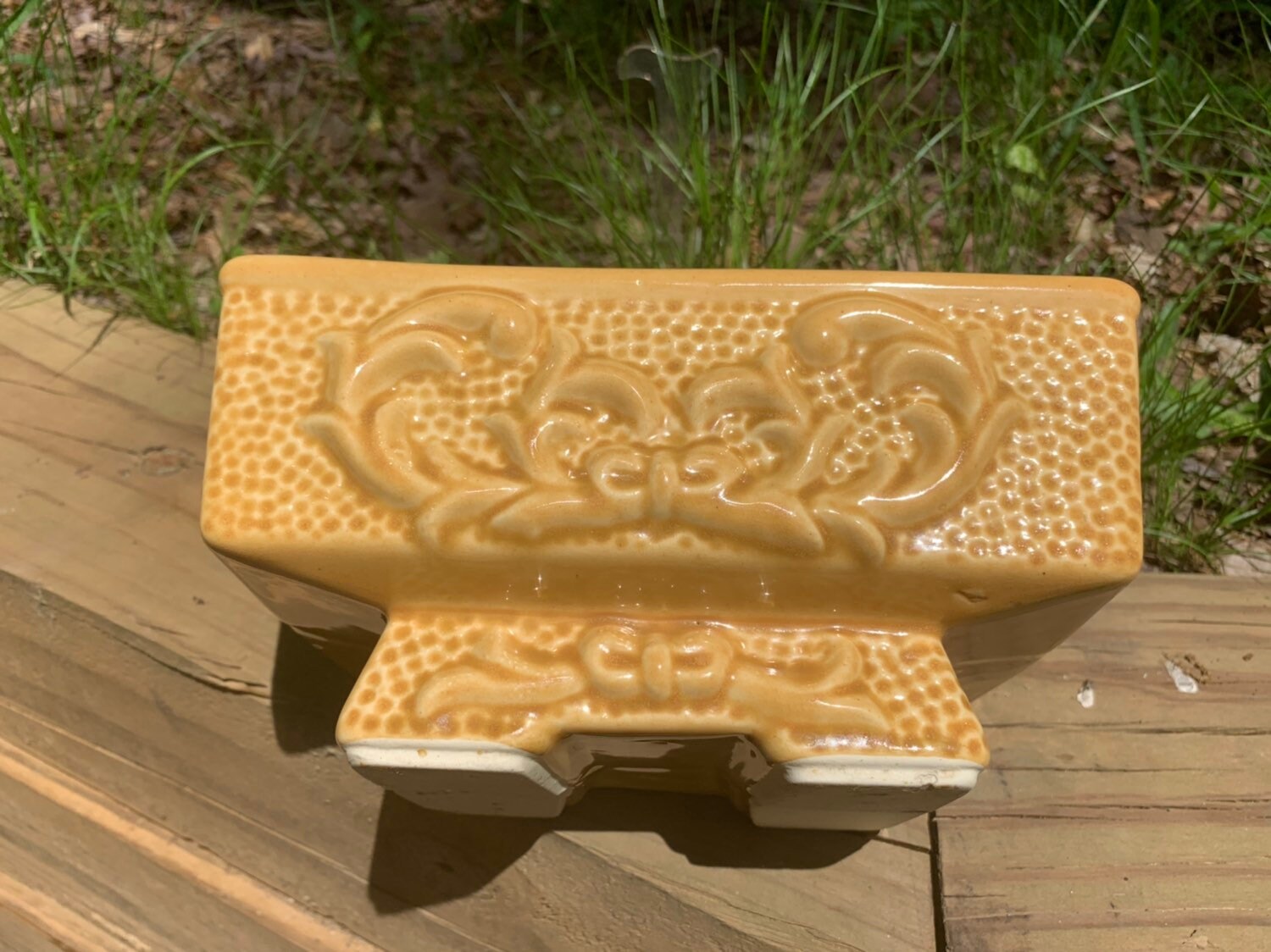 Beige Tan Earth Tone Cornflower Yellow Footed Pedestal Dimpled - Etsy