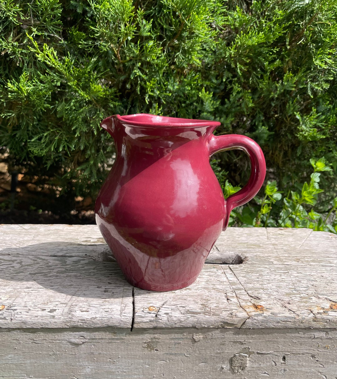 Lovely Bybee Pottery Burgundy Dark Red Stoneware Milk Pitcher With ...