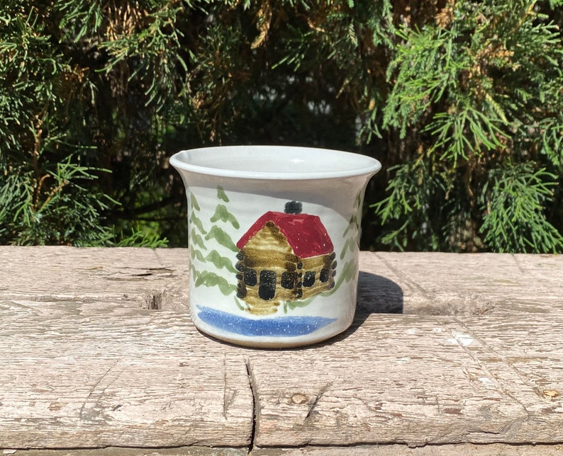 Studio Pottery Crock With Log Cabin W/artist Chop Mark | Etsy