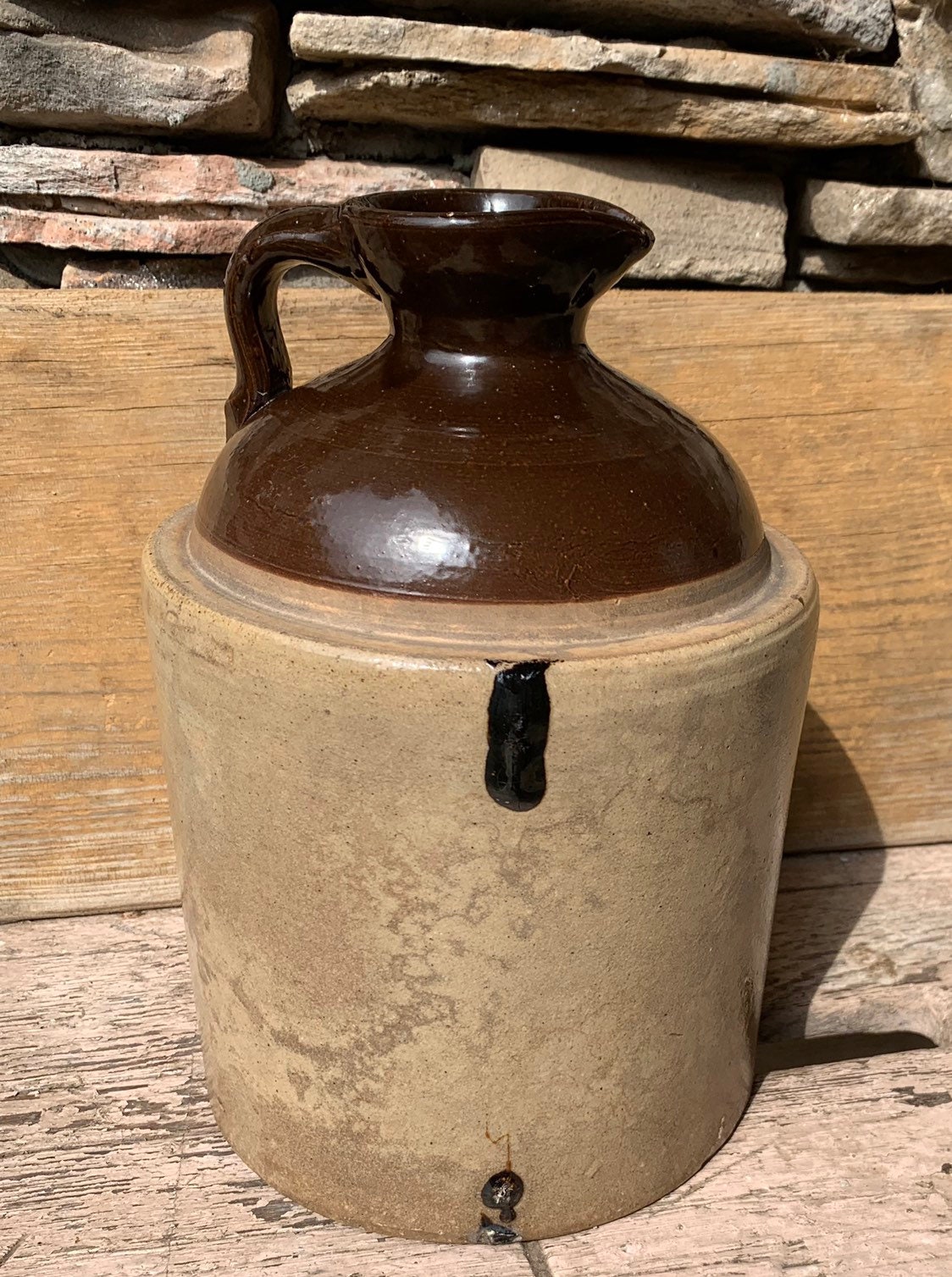 Unique Brown and White Shoulder Syrup Jug With Pouring Spout - Etsy
