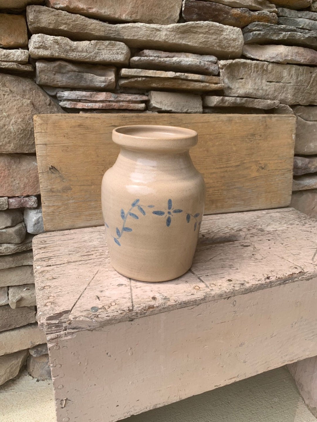 DK Clay Blue and Beige Pottery Canister - Etsy