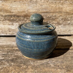Blue Studio Pottery Honey Pot With Bees Signed Lee Anne - Etsy