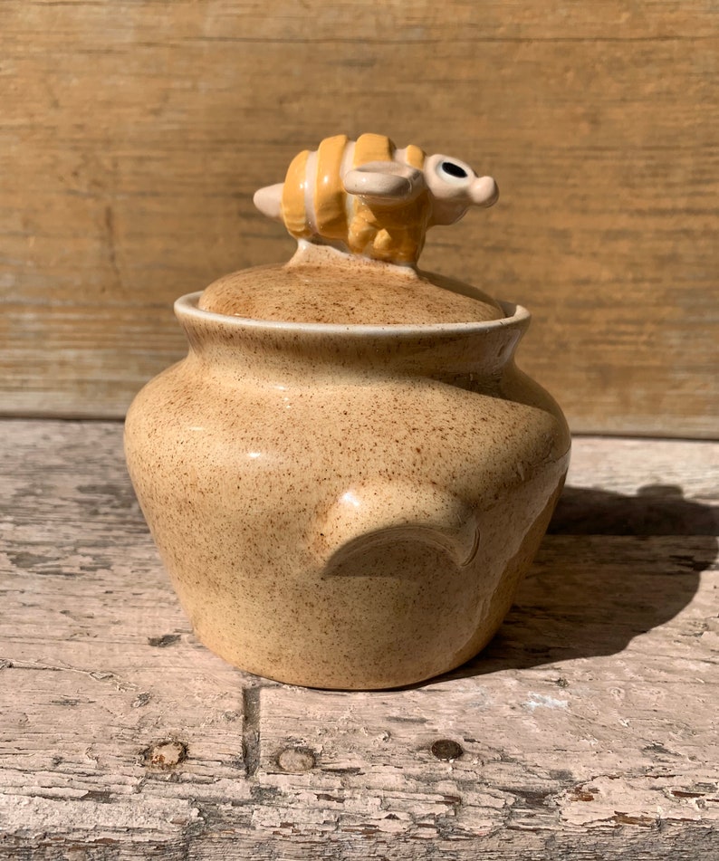 Brown Ceramic Honey Pot With Bee Shaped Handled Lid - Etsy