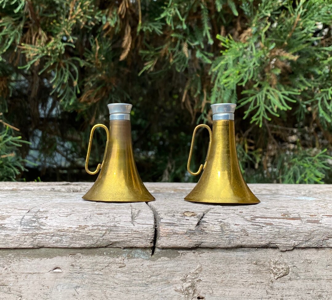 Brass Megaphone Bull Horn Salt and Pepper Shakers With Glass Interior ...