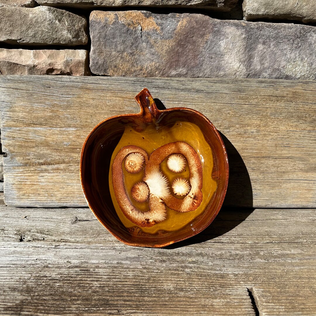 Dryden Pottery Ovenware Brown Drip Apple Shaped Bowl - Etsy