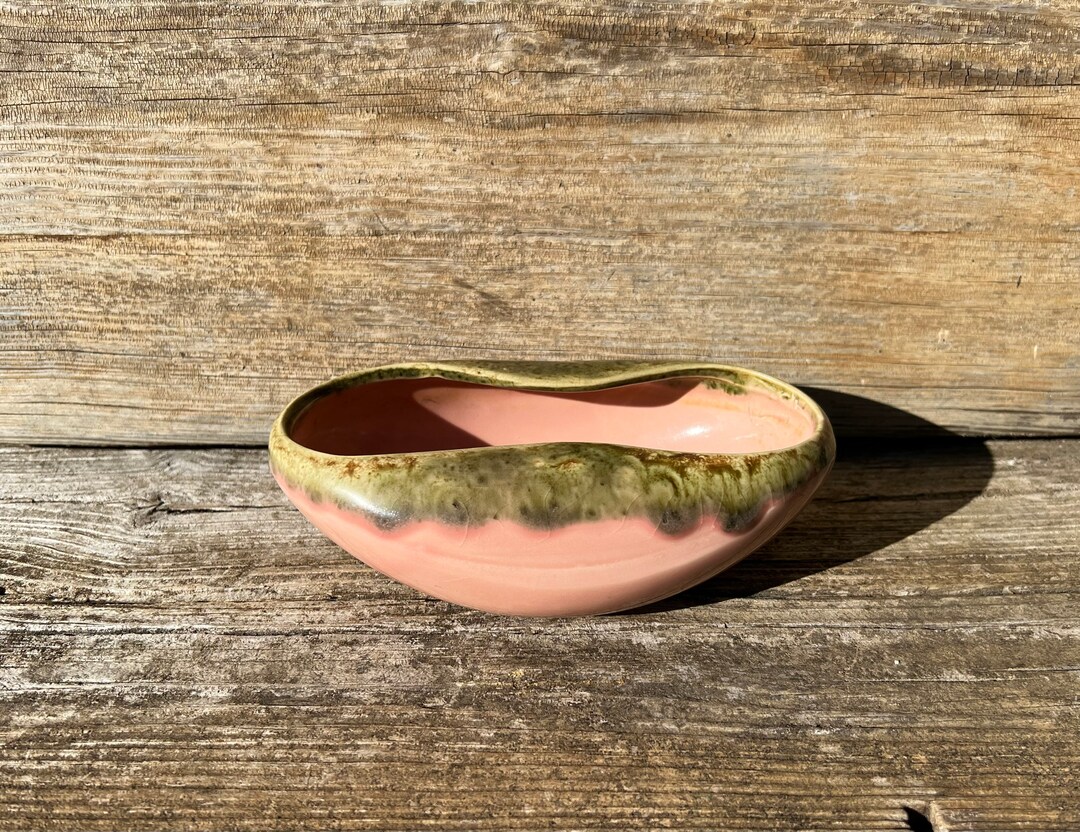 UPCO Pottery Planter Pink With Green Drip USA 909 - Etsy