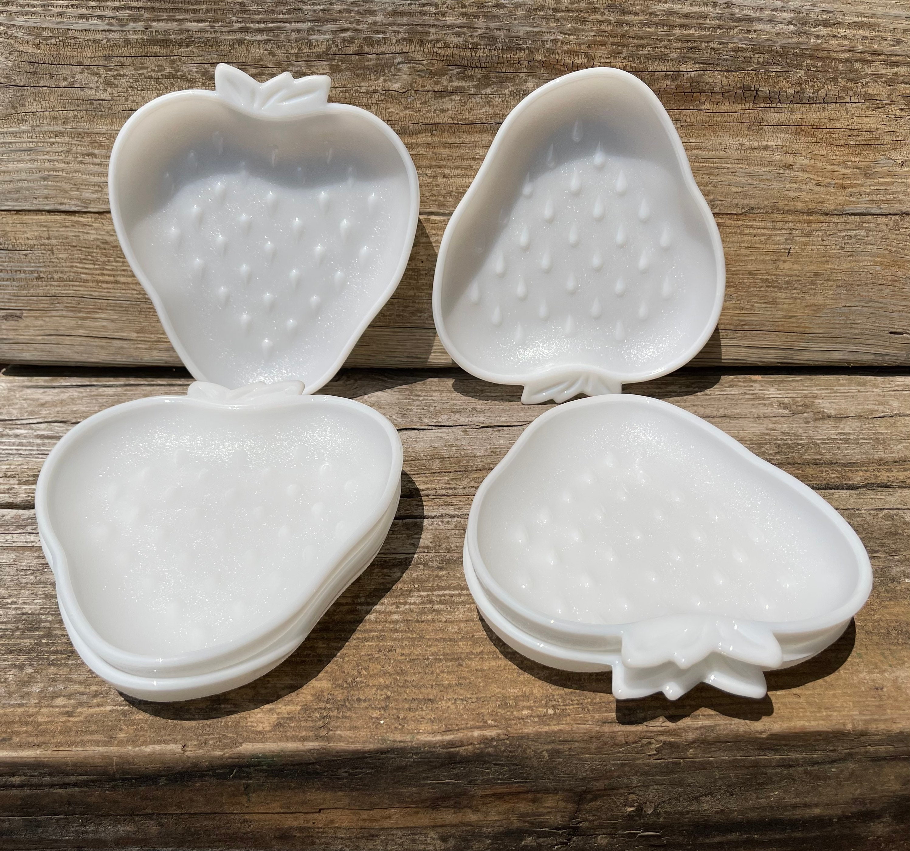 Hazel Atlas White Milk Glass Strawberry Shaped Plates / Dishes - Etsy