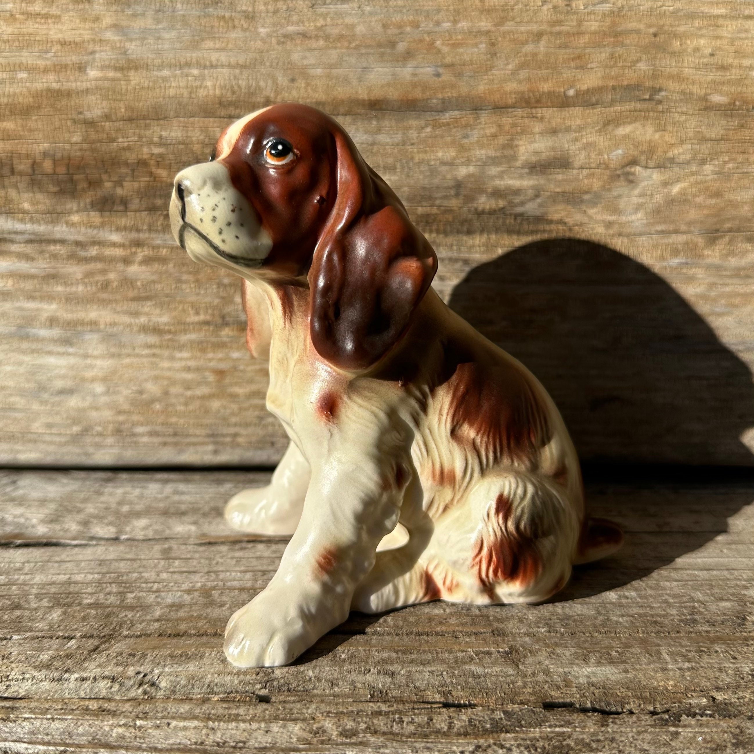 Lefton Porcelain Hand Painted Brown and White Spaniel Dog - Etsy